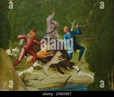 Hunting wild boar with dogs and spears in ancient Rome Stock Photo - Alamy