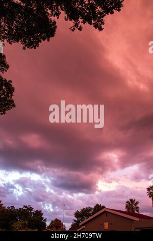 Summer thunderstorm clouds build up over the city of Johannesburg ...