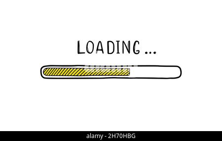 Loading bar doodle element. Hand drawn line sketch style. Slow download ...
