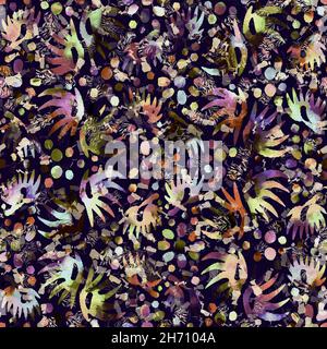 Exotic multicoloured boho mottled camouflage scatter print. Seamless ...