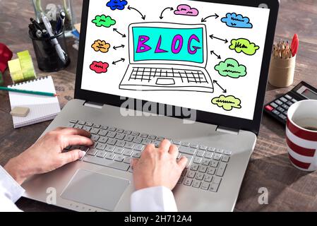 Blog concept shown on a laptop screen Stock Photo - Alamy