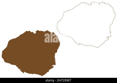 Kauai island map of Hawaii. Simple outline. Vector hand drawn ...