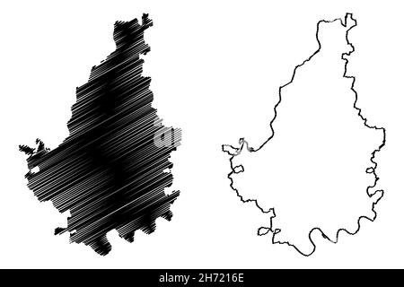 Vadodara district (Gujarat State, Republic of India) map vector ...