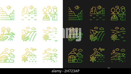 Landforms gradient icons set for dark and light mode Stock Vector Image ...