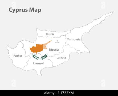 Cyprus political map of administrative divisions - districts. Flat ...