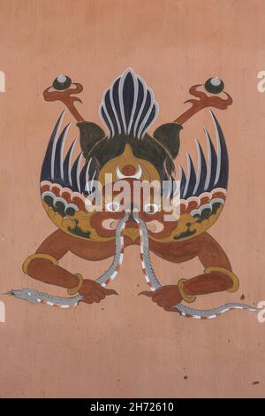 Image of the immortal Garuda painted in traditional Bhutanese style on ...