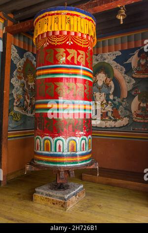 A giant prayer wheel in the Dechen Phodrang Monastery in Thimphu ...