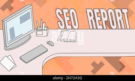 Text sign showing Seo Report. Word for notifying on how website is ...