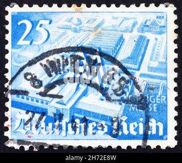GERMANY - CIRCA 1940: Stamp printed in Germany, shown Adolf Hitler with ...