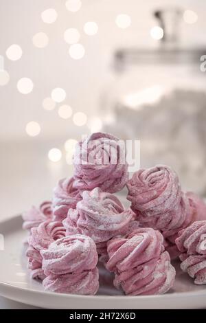 Russian dessert zefir or zephyr. Marshmallow closeup picture Stock ...