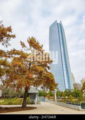 Overcast view of the garden of Myriad Botanical Gardens at Oklahoma ...