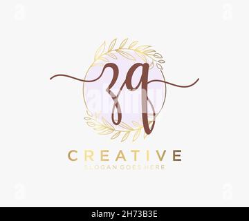 ZQ feminine logo. Usable for Nature, Salon, Spa, Cosmetic and Beauty ...