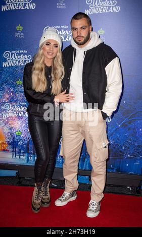 Paige Turley (L) & Finn Tapp (R) attend the VIP Preview evening of Hyde Park Winter Wonderland ...