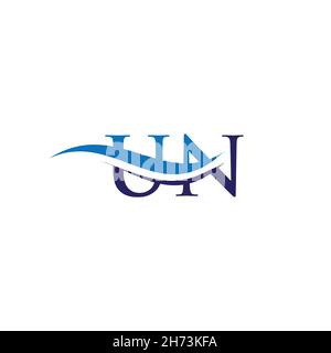 Initial UN letter linked logo vector template. Swoosh letter UN logo ...