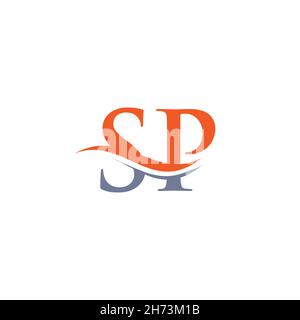SP S P Letter Logo Design with Swoosh and Black Brush Stroke. Modern ...