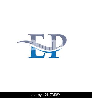 EP E P Swoosh Letter Logo Design with Modern Yellow Swoosh Curved Lines ...