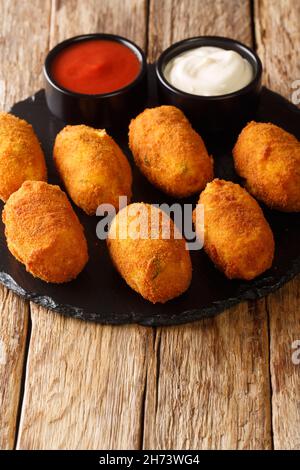 Close-up of delicious spanish tapas at san miguel market, Madrid, Spain ...