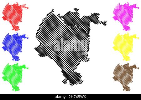 Bastar district (Chhattisgarh State, division, Republic of India) map ...