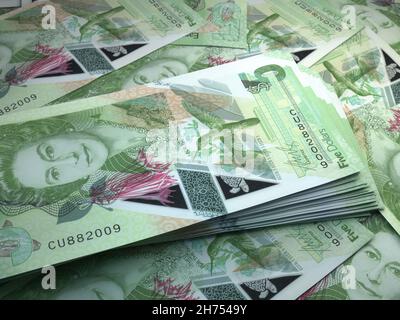 Money of East Caribbean dollar. Dollar bills. XCD banknotes. 5 English ...