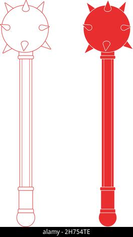 Medieval mace Club Silhouette Icon. Ancient crossed weaponry - War and ...