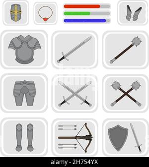 Game inventory. Fantasy RPG interface frame elements for adventure game ...