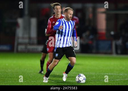 Accrington, UK. 20th Nov, 2021. Lee Gregory #9 of Sheffield Wednesday ...