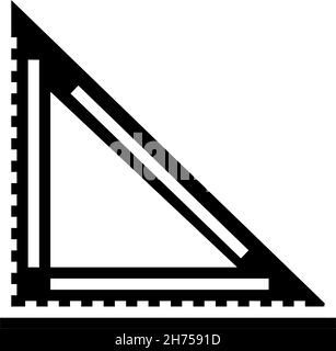 Carpenter square and pencil vector glyph icon on dark background ...