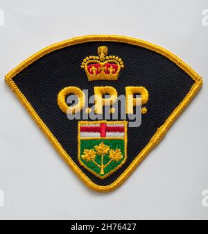 An Ontario Provincial Police (OPP) patch is seen in Ottawa, on Sunday ...