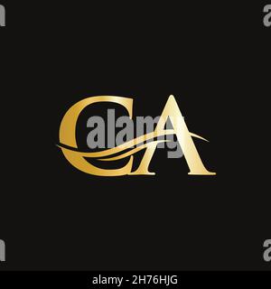 CA logo Design. Premium Letter CA Logo Design with water wave concept ...