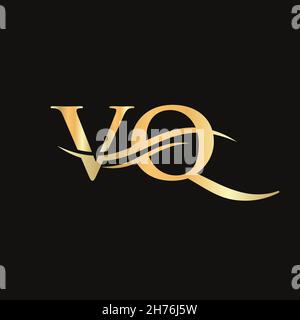 Creative Letter VQ Logo Vector Template With gold and Silver Color. VQ Logo Design Stock Vector ...