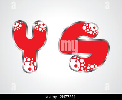 Red, white and black style Typography alphabet letters isolated on red ...