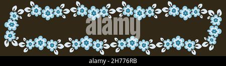 Illustration on a sheet of 4x1 format - stylized flowers with leaves ...