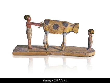 Ancient Egyptian painted wooden model representing baking, brewing and ...