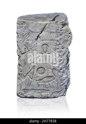 Ancient Egyptian hieroglyphic from the lintel of the temple of Sesotris ...