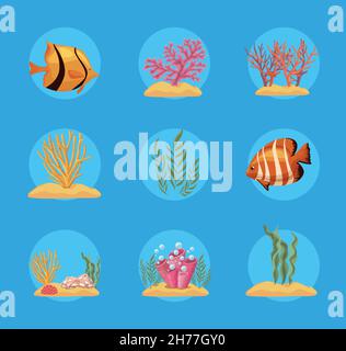Number nine with sea animals illustration Stock Vector Image & Art - Alamy