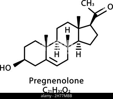 Pregnenolone neurosteroid and prohormone molecule, chemical structure ...