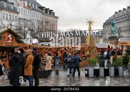 Copenhagen/Denmark./21 November 2021/ Visitors at Christmas market ...