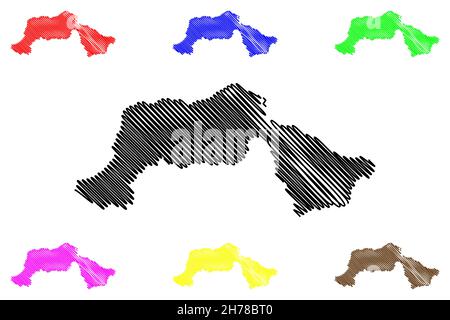 Boudh district (Odisha State, Republic of India) map vector illustration, scribble sketch Boudh ...