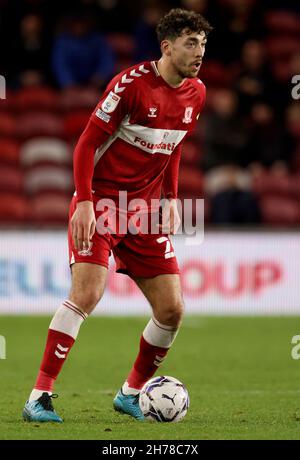 Middlesbrough's Matt Crooks in action with Preston's Sean Maguire ...