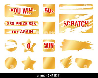 Instant scratch lottery ticket shapes set with scrape texture template ...