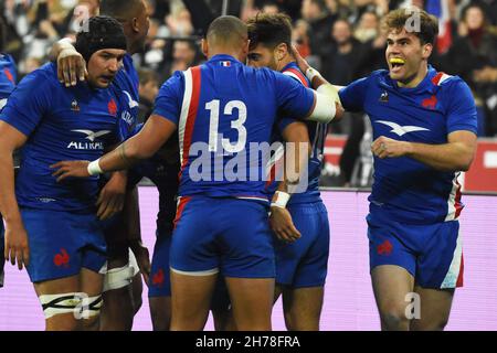 France team players celebrate during the Autumn Nations Series 2021 ...