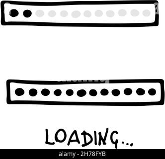 Loading bar doodle icon. Progress loading bar. Hand drawn sketch ...