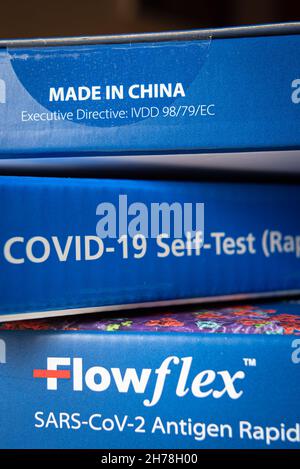 Lateral flow test boxes in a domestic home setting. Lateral flow tests ...