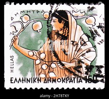 GREECE - CIRCA 1986: a stamp printed in Greece shows Athena, Greek ...