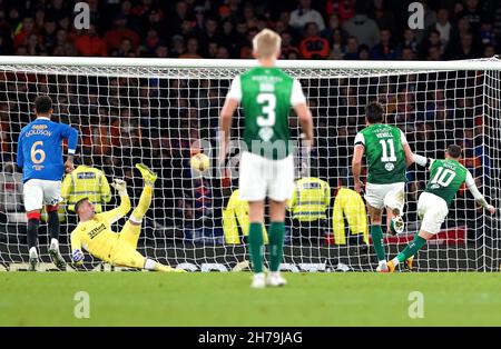 Hibernian's Martin Boyle scores their side's second goal of the game ...