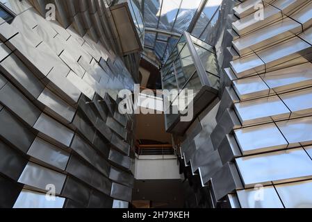 Stainless steel wall cladding panels on modern shopping centre Stock ...