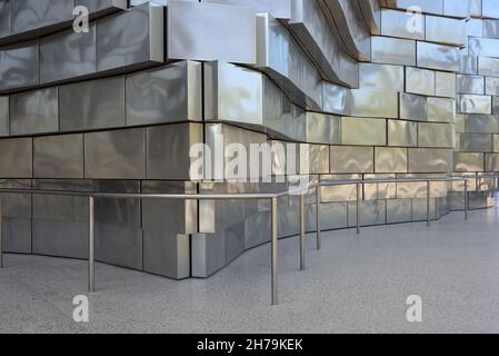 Stainless steel wall cladding panels on modern shopping centre Stock ...