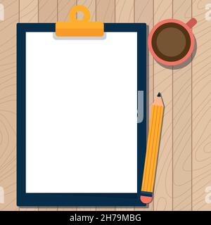 Illustration Of Large Pencil On Top Of Table Beside The Big Blank ...