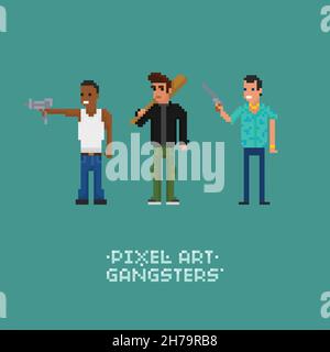 Gangster criminal character. Afro american man pointing UZI gun gangsta ...