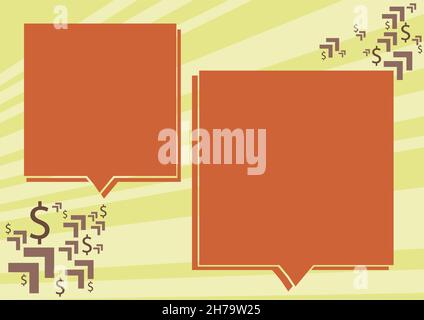 Two Colorful Overlapping Speech Bubble Drawing With Dollar Sign. Double ...